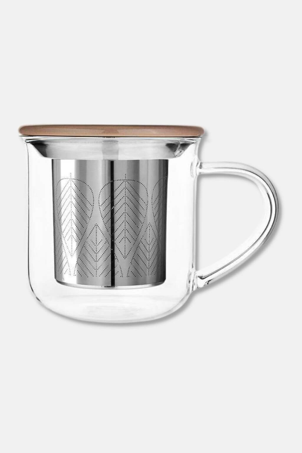 Minima™ Eva Tea Infuser Glass Mug, Powder Brown Lid – Cultiverre